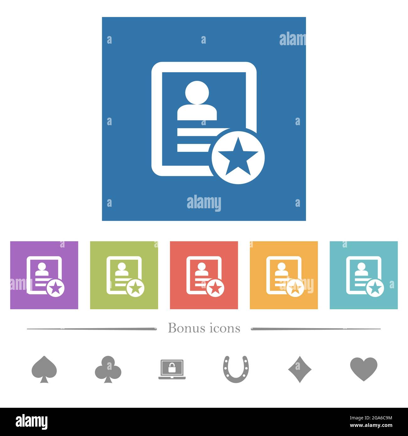 Marked contact flat white icons in square backgrounds. 6 bonus icons ...