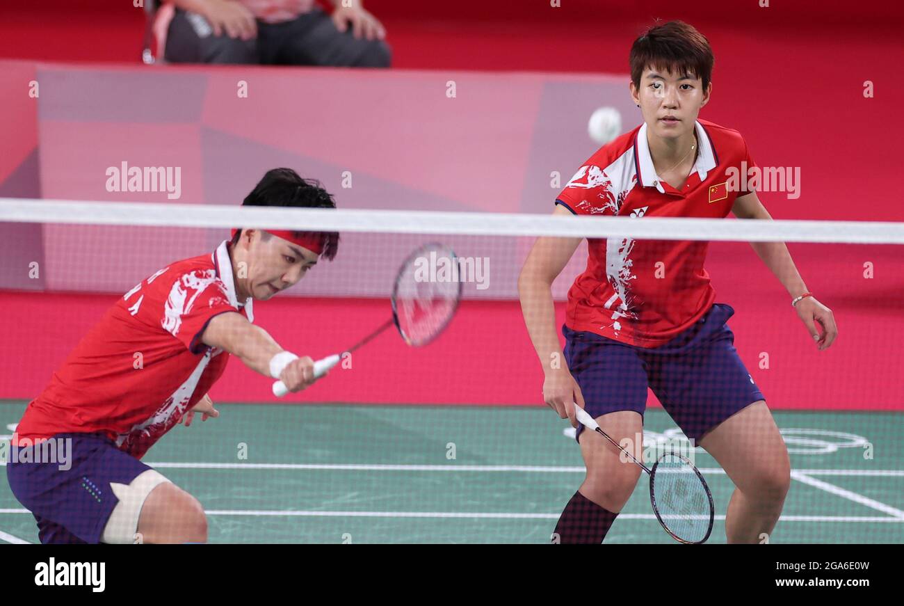 Tokyo, Japan. 29th July, 2021. Du Yue and Li Yinhui of China compete ...