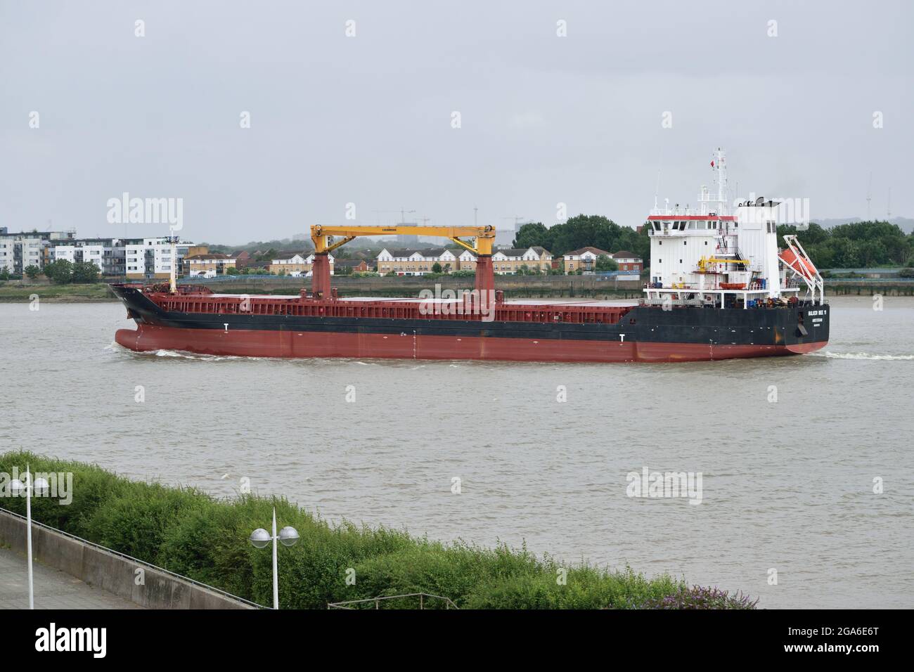 Cargo ship BULKER BEE 11 departing London after unloading a cargo of ...