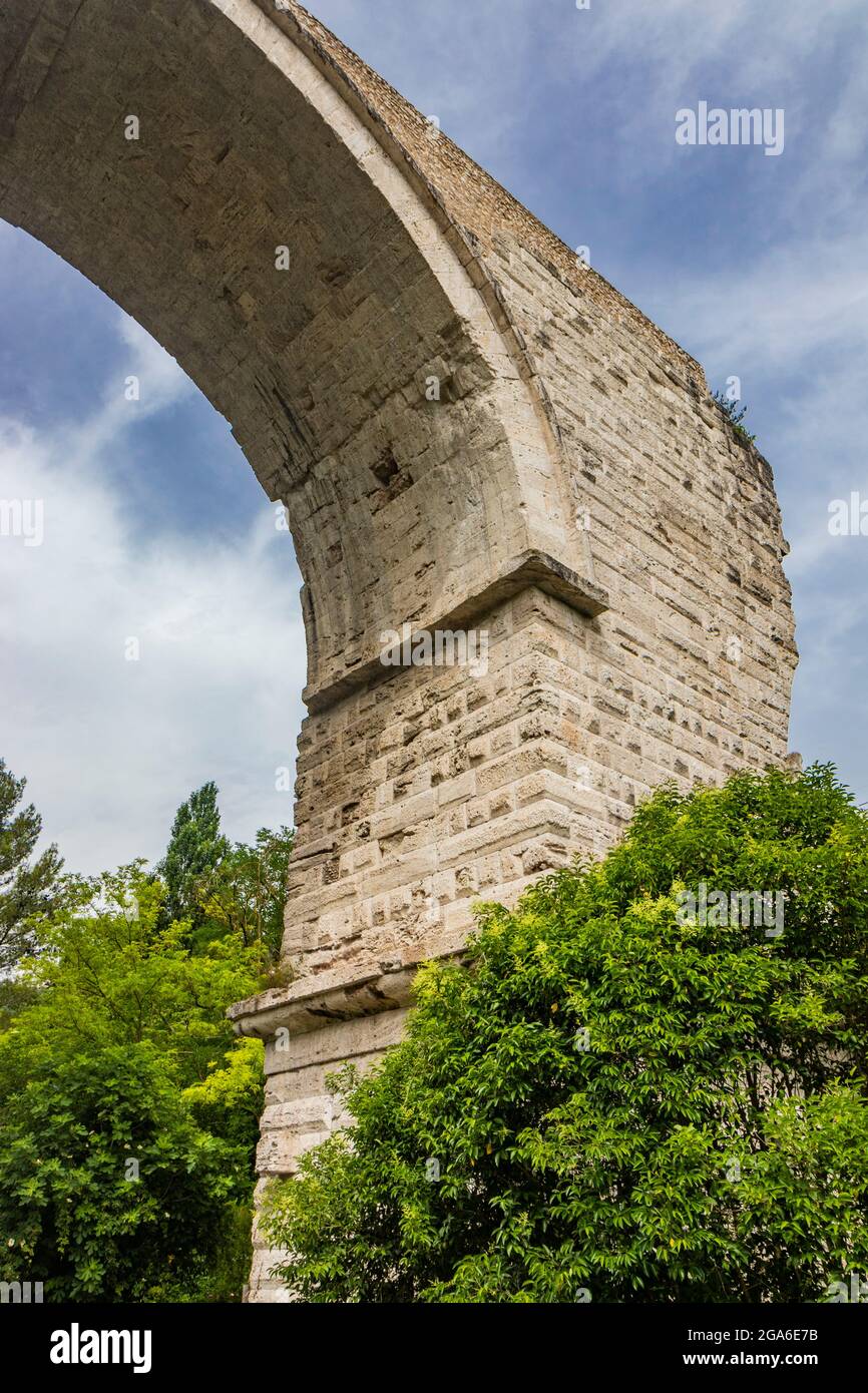 The ruins of the Roman arch bridge of Augustus, in Narni, Terni, Umbria ...