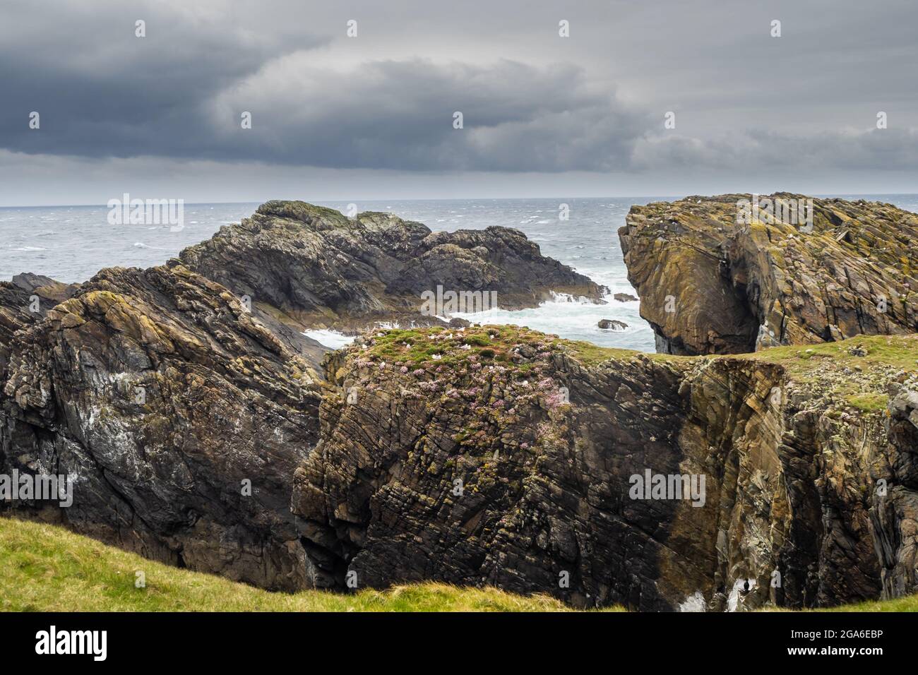 Pinnacles and Stacks at the Butt of Lewis lighthouse at the Northern ...