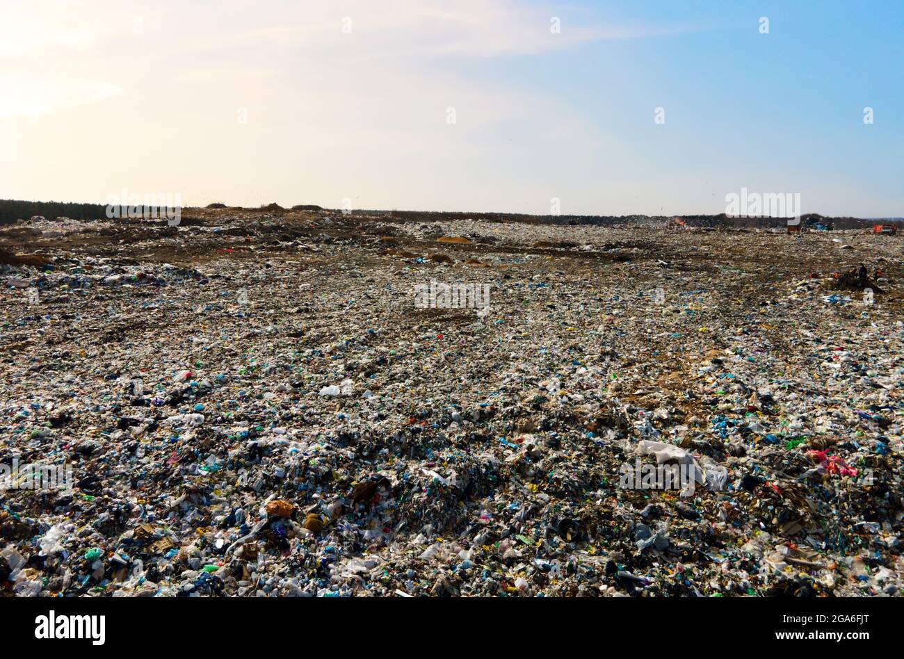 Garbage dump with plastic bags and food waste. Recycling of waste on ...