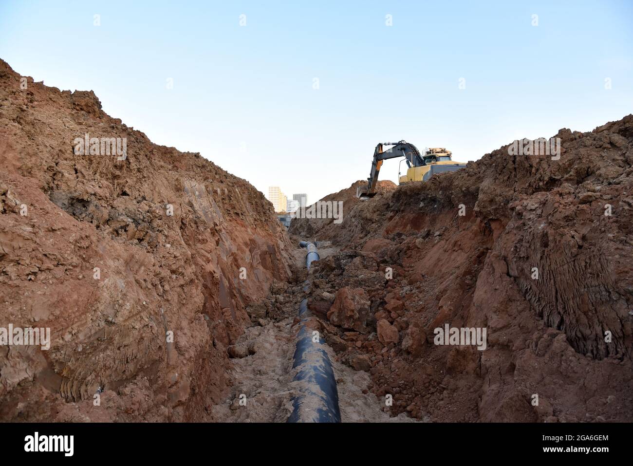 Laying sewer pipes. Sewage drainage system for a multi-story building ...