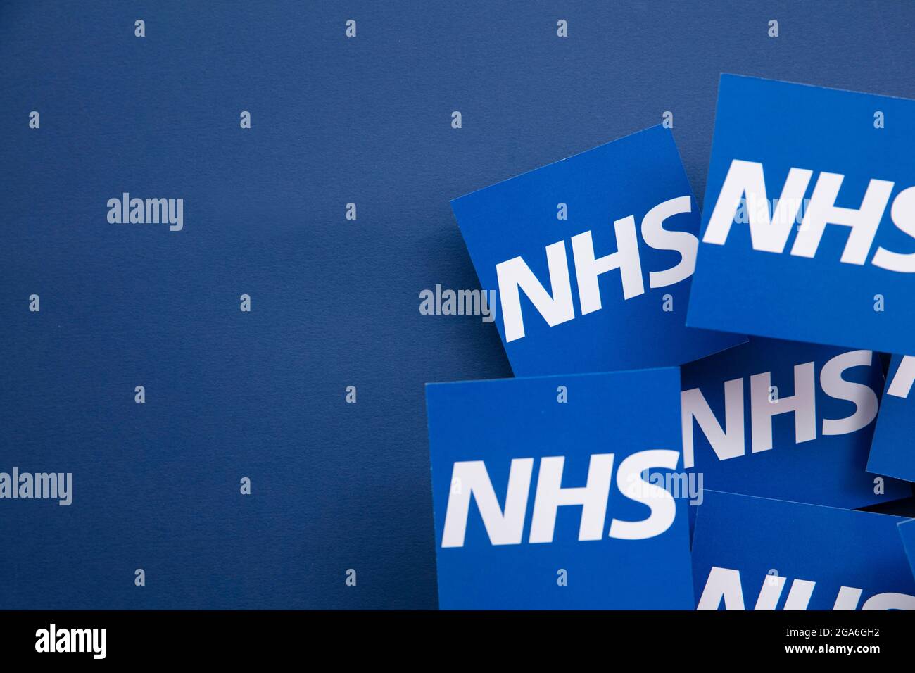 LONDON, UK - July 2021: NHS National health service logo on a blue ...