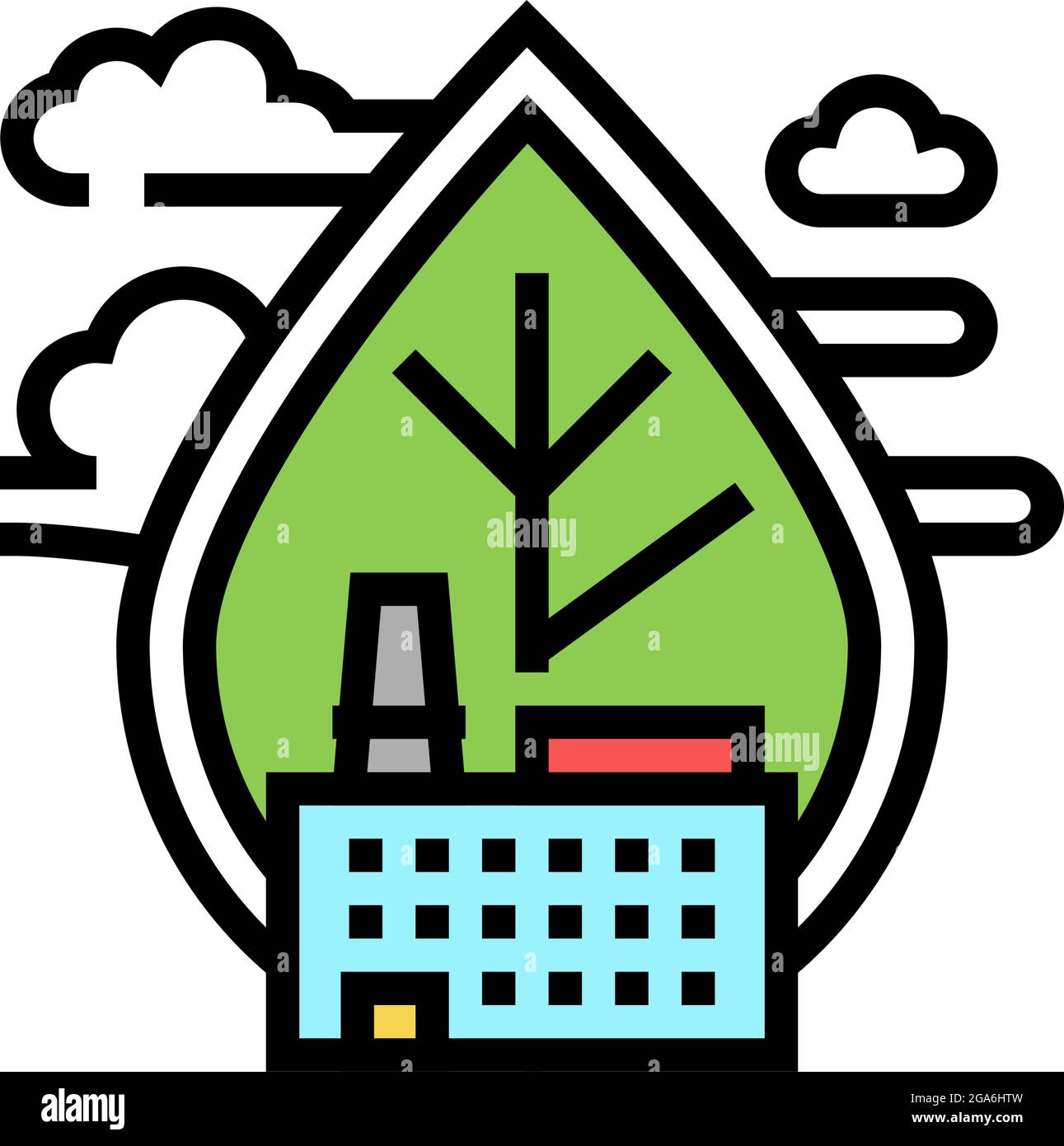 air emissions and ambient air quality color icon vector illustration ...
