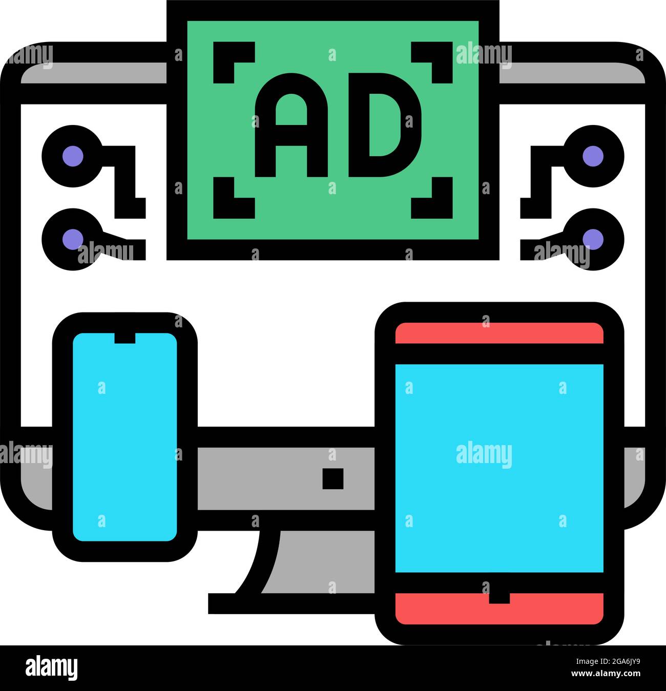 cross channel retargeting color icon vector illustration Stock Vector ...