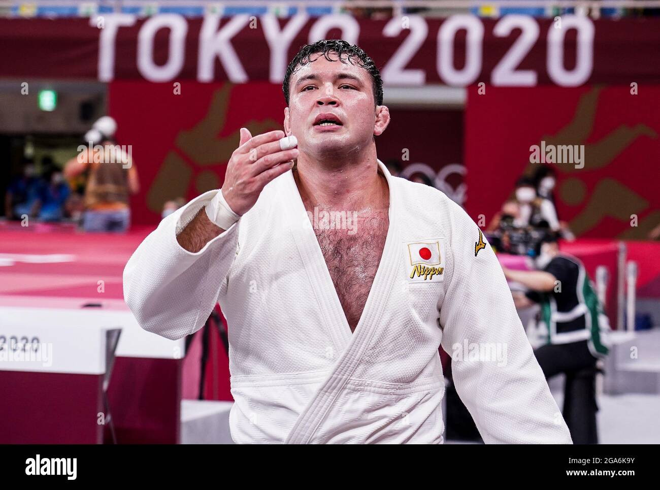 Tokyo, Japan. 29th July, 2021. Aaron Wolf of Japan reacts after beating ...