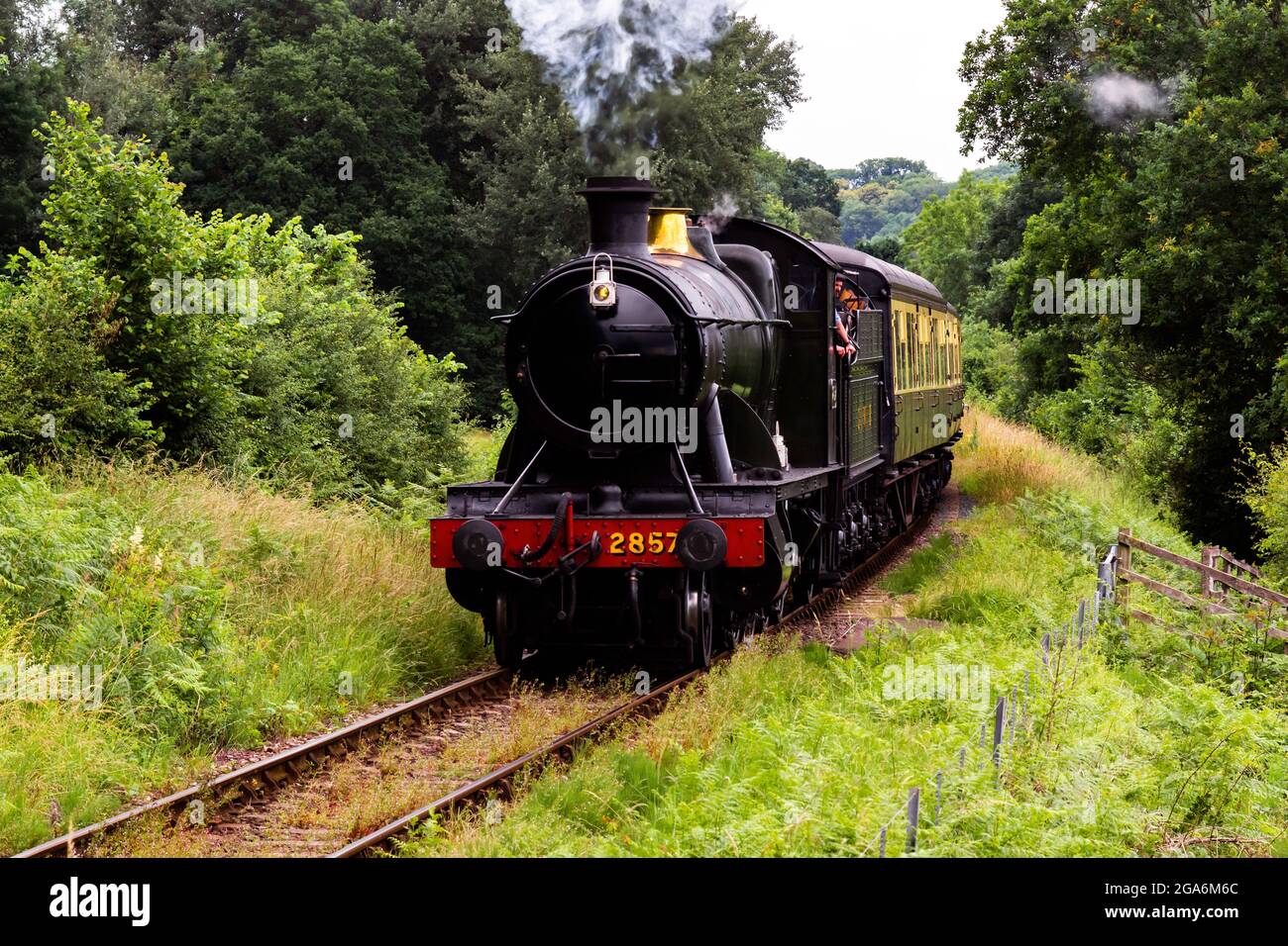 GWR Churchward 2800 Class locomotive 2857 2.8.0 heading a passenger ...
