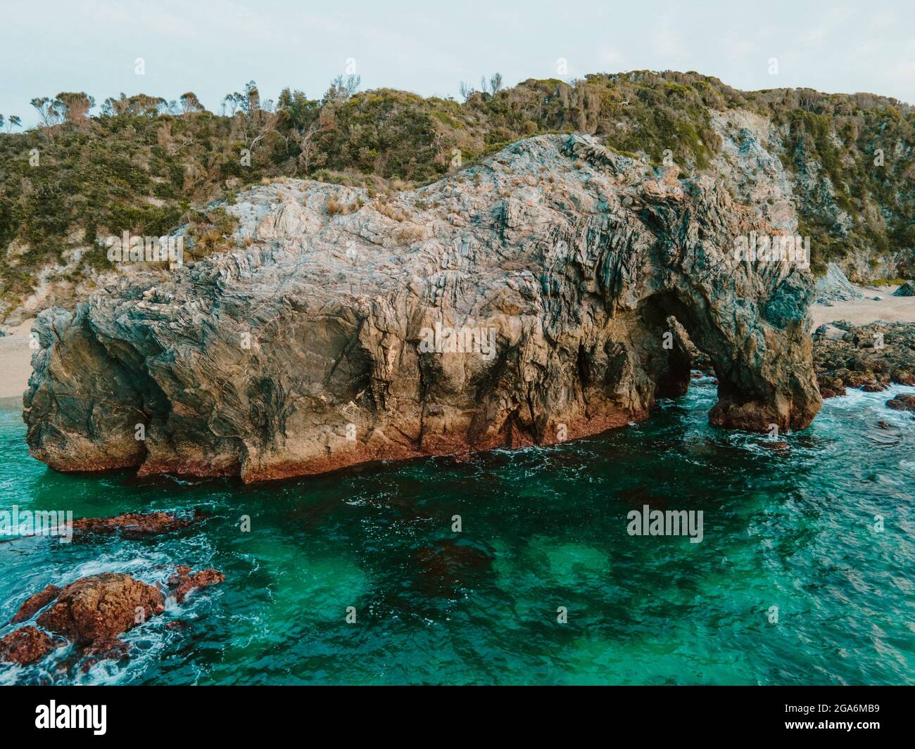 Horsehead Rock, rock formation in Bermagui, NSW, Australia Stock Photo ...