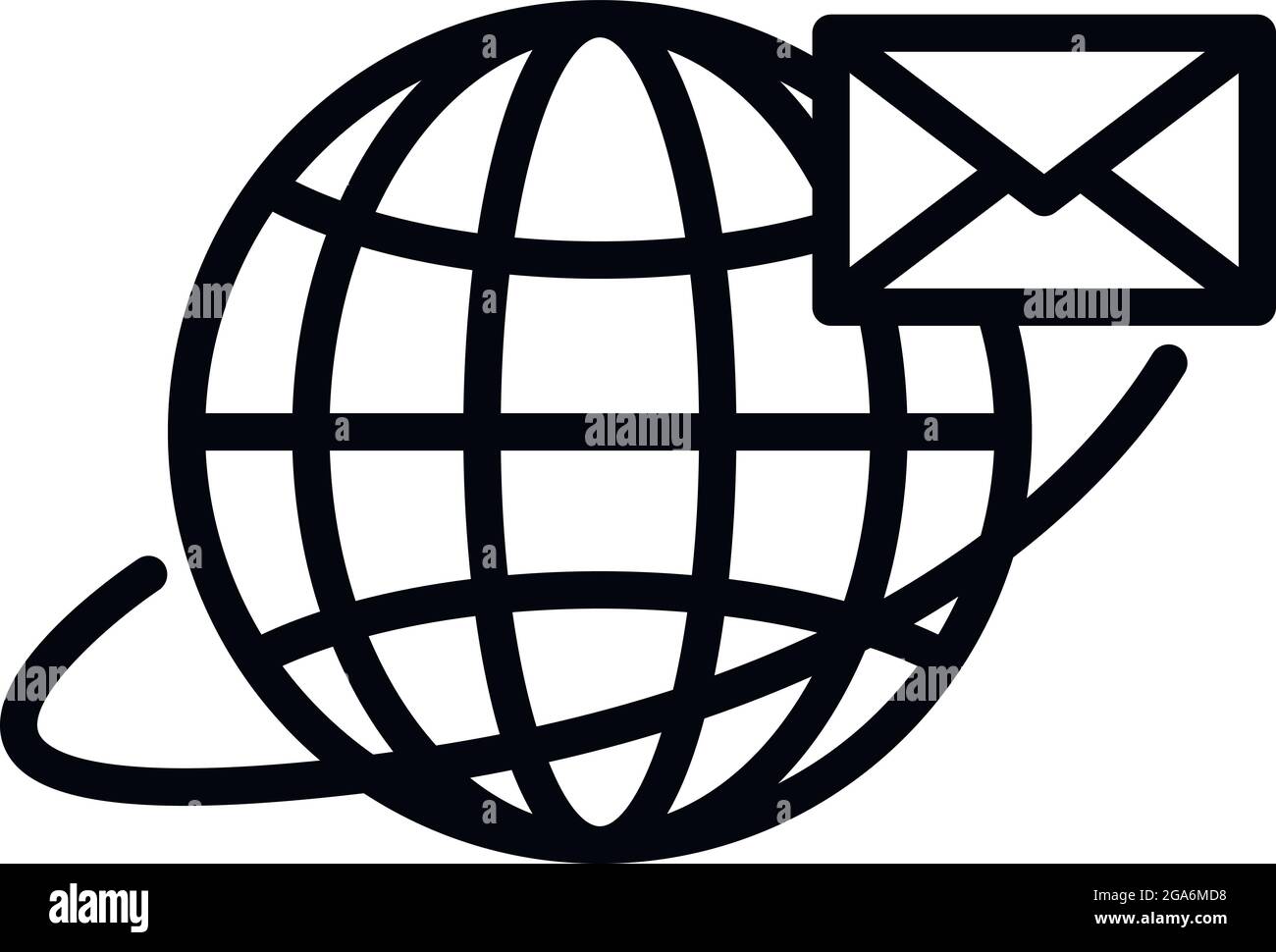 Global post letter icon. Outline global post letter vector icon for web ...