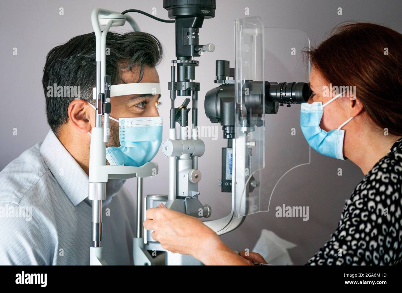 Health Secretary Humza Yousaf has his eyes checked by senior ...