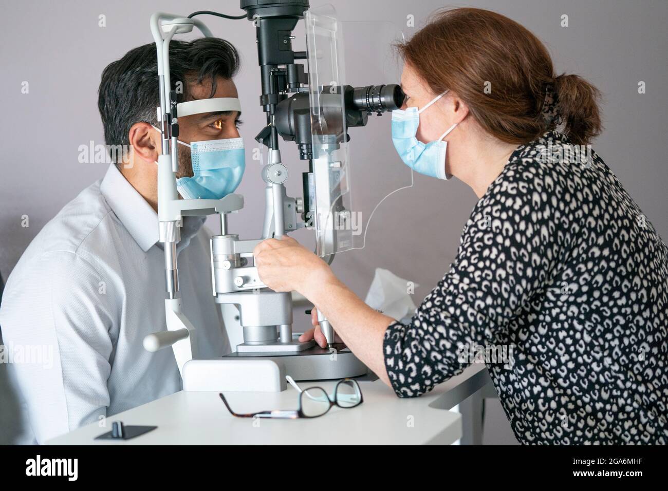 Health Secretary Humza Yousaf has his eyes checked by senior ...