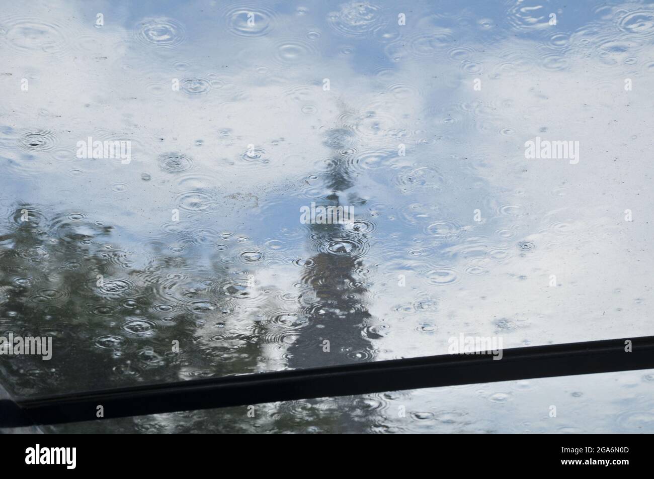 Copenhagen, Denmark., 29 July 2021, Rain falls in danish capital dark ...