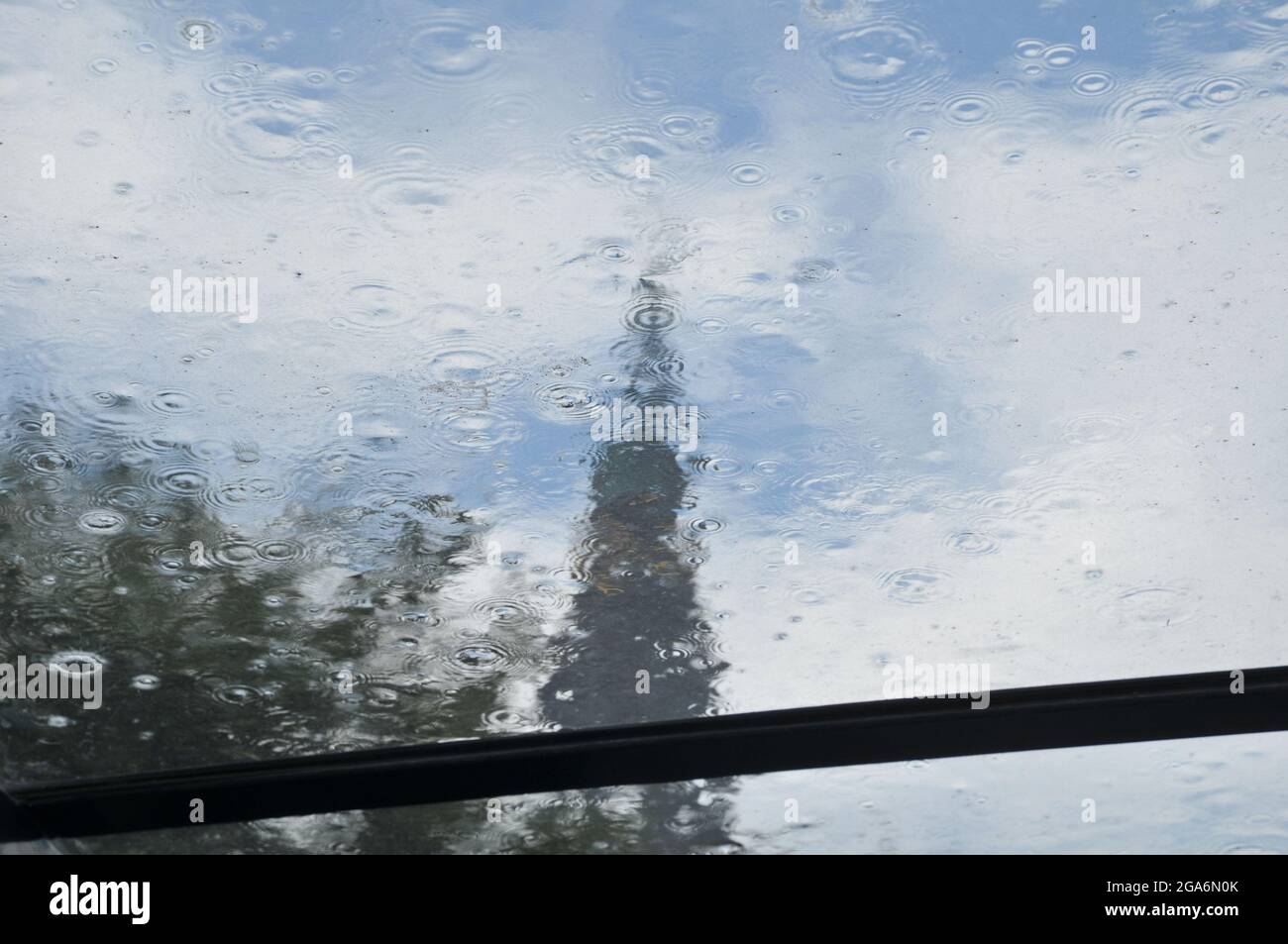 Copenhagen, Denmark., 29 July 2021, Rain falls in danish capital dark ...