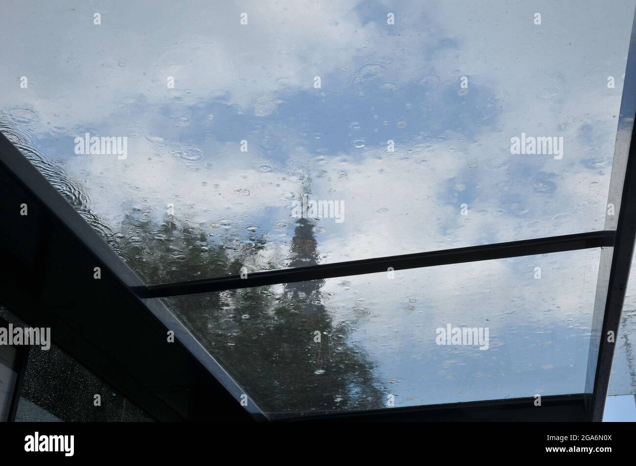 Copenhagen, Denmark., 29 July 2021, Rain falls in danish capital dark ...