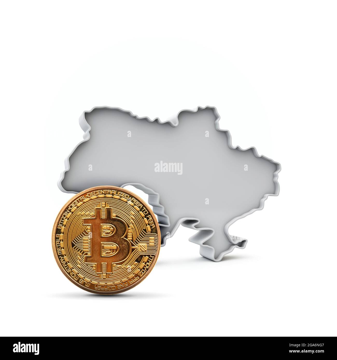 Ukraine bitcoin background. Cryptocurrency coin with map. 3D Rendering ...