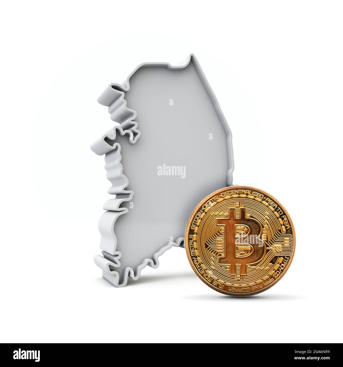 South Korea bitcoin background. Cryptocurrency coin with map. 3D Rendering Stock Photo - Alamy