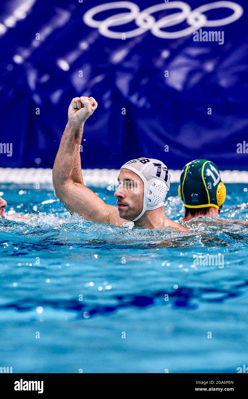 TOKYO, JAPAN - JULY 29: Andrija Prlainovic of Serbia celebrating during ...