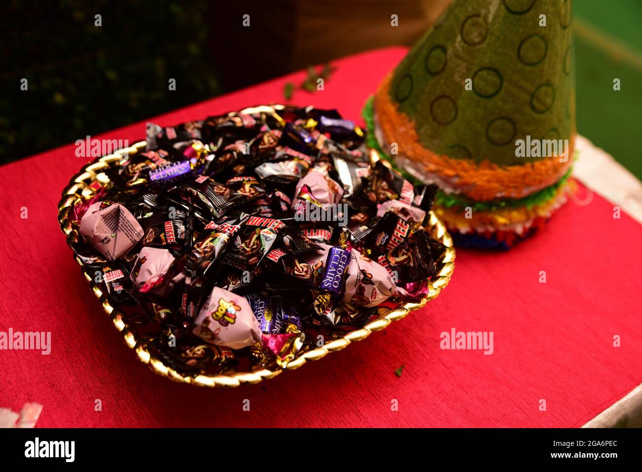 Halloween candy in a plastic bowl Stock Photo - Alamy