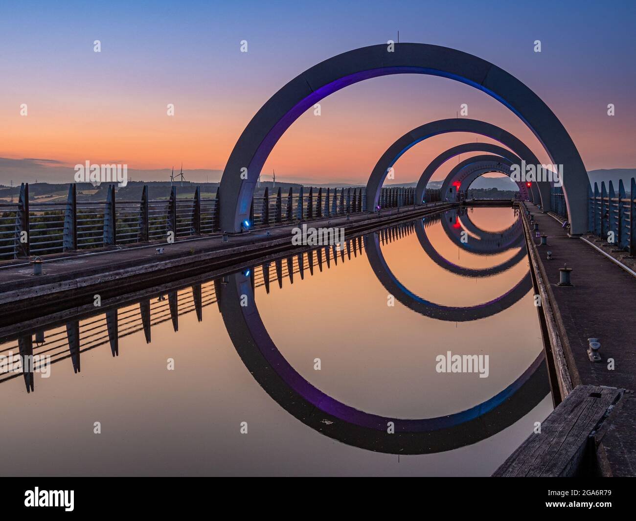 The canal leading to the top of the Falkirk Wheel. The Falkirk Wheel is ...