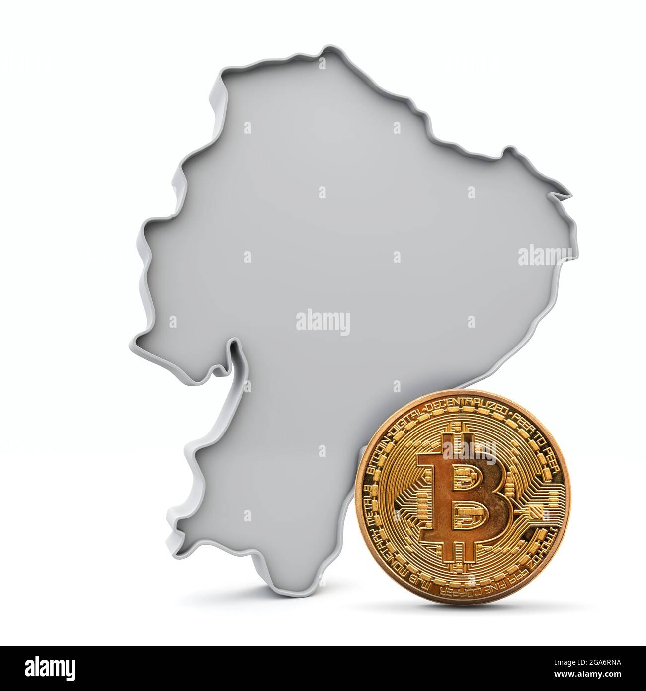 Ecuador bitcoin background. Cryptocurrency coin with map. 3D Rendering ...