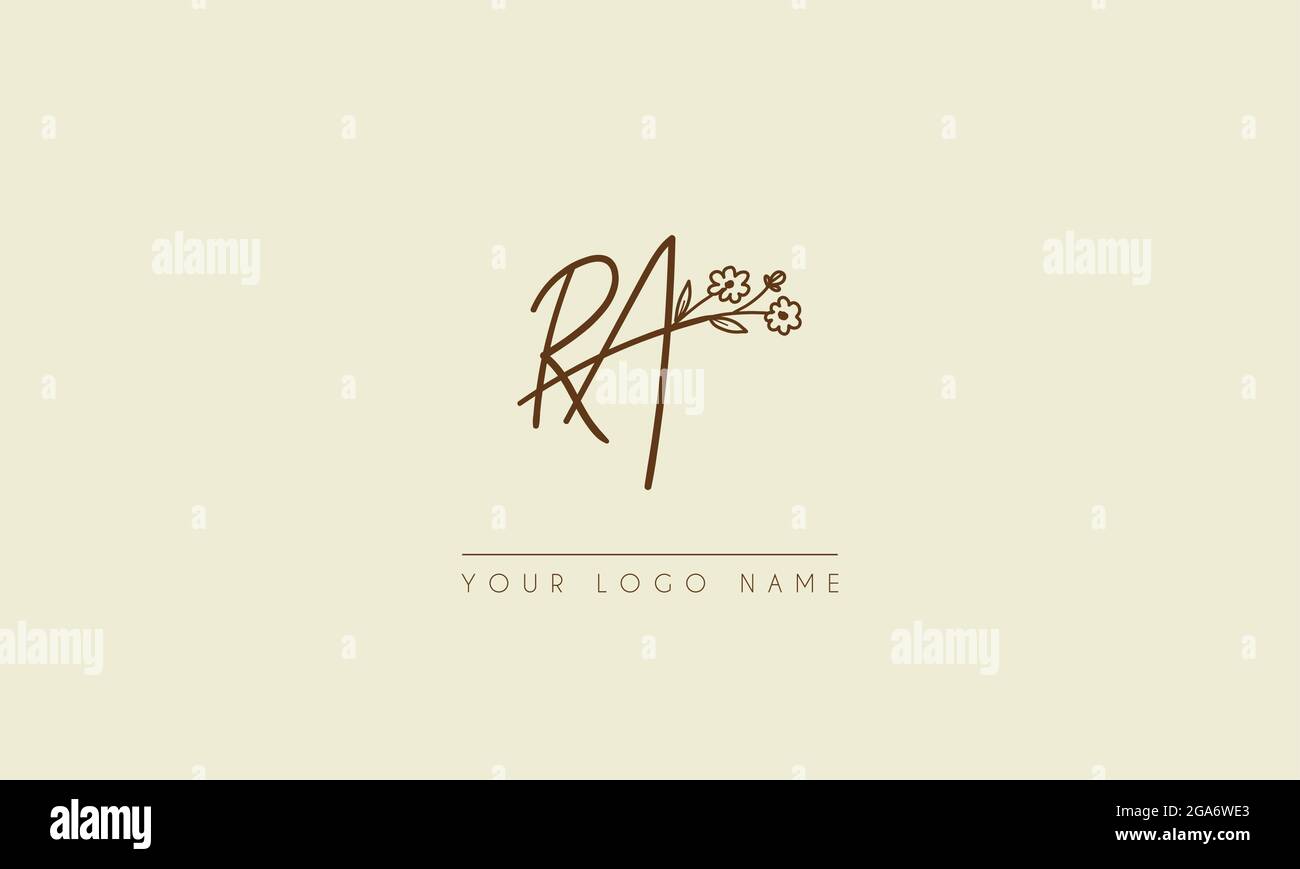 Initial letter RA Or AR Signature handwritten wedding botanical floral ...