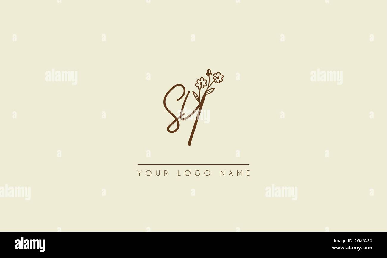 Initial letter SY Or YS Signature handwritten wedding botanical floral ...