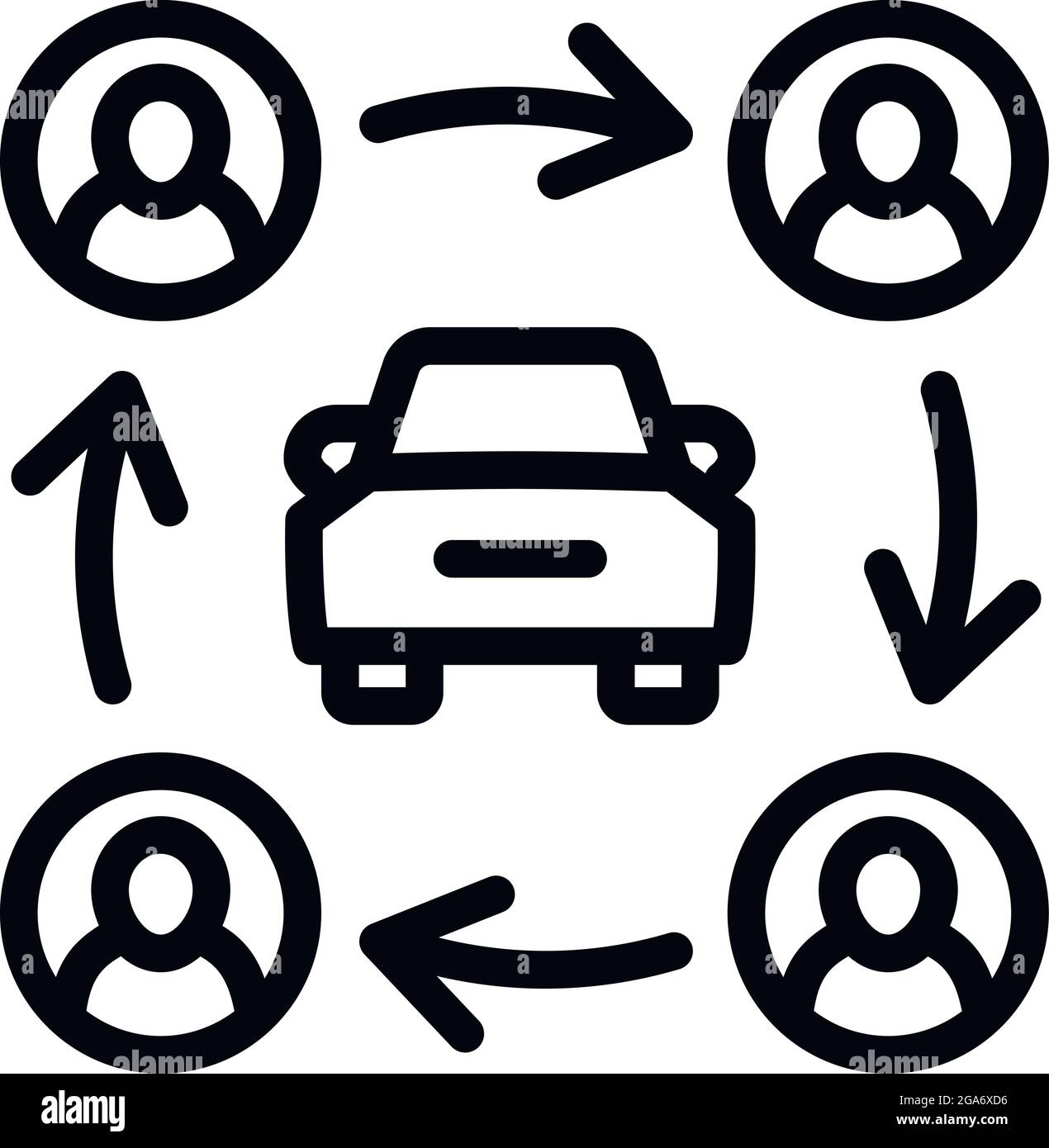 People car sharing icon. Outline People car sharing vector icon for web ...