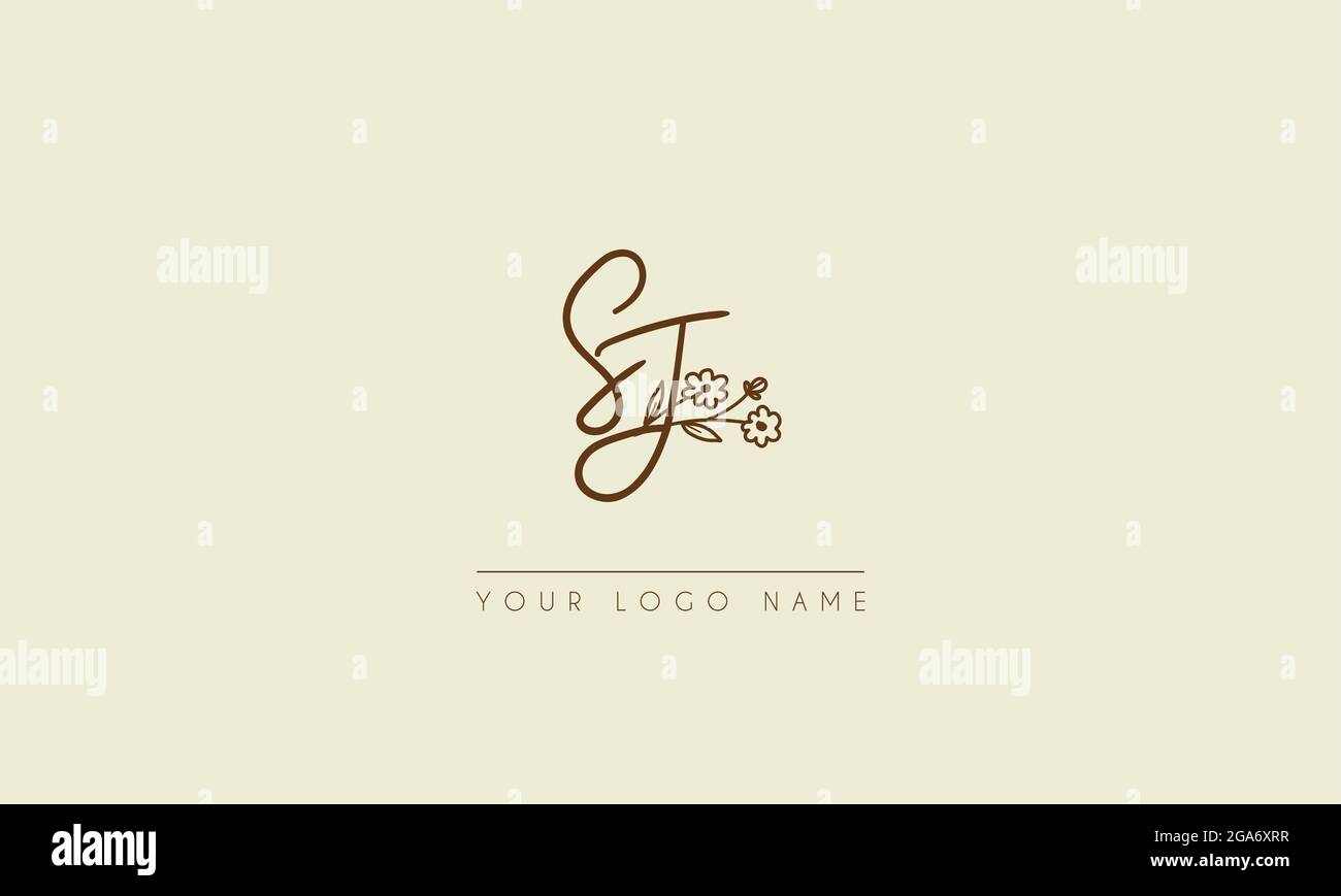Initial letter SJ Or JS Signature handwritten wedding botanical floral ...