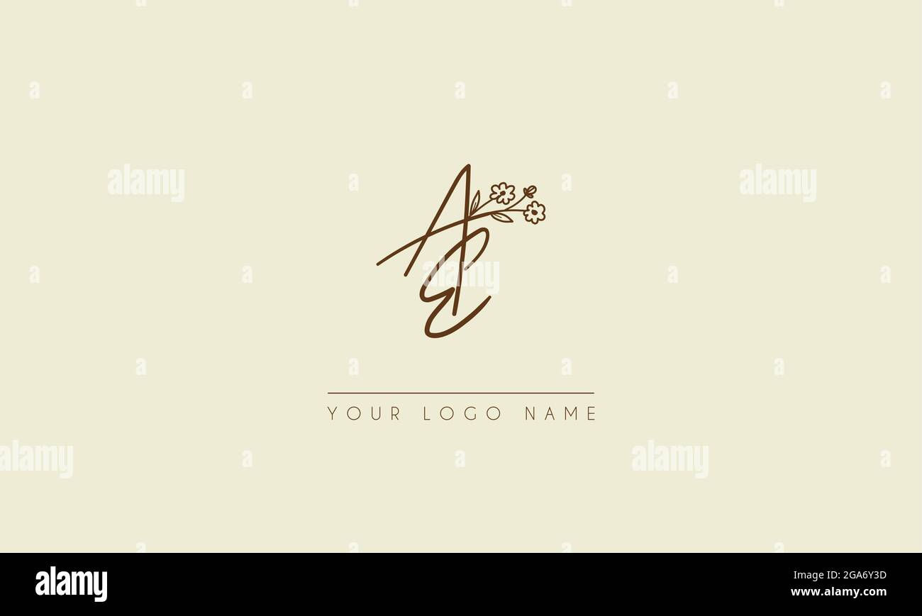 Initial letter AE Or EA Signature handwritten wedding botanical floral icon logo vector design ...