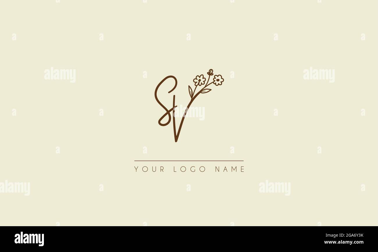 Initial letter SV Or VS Signature handwritten wedding botanical floral ... Initial letter SV Or VS Signature handwritten wedding botanical floral ...