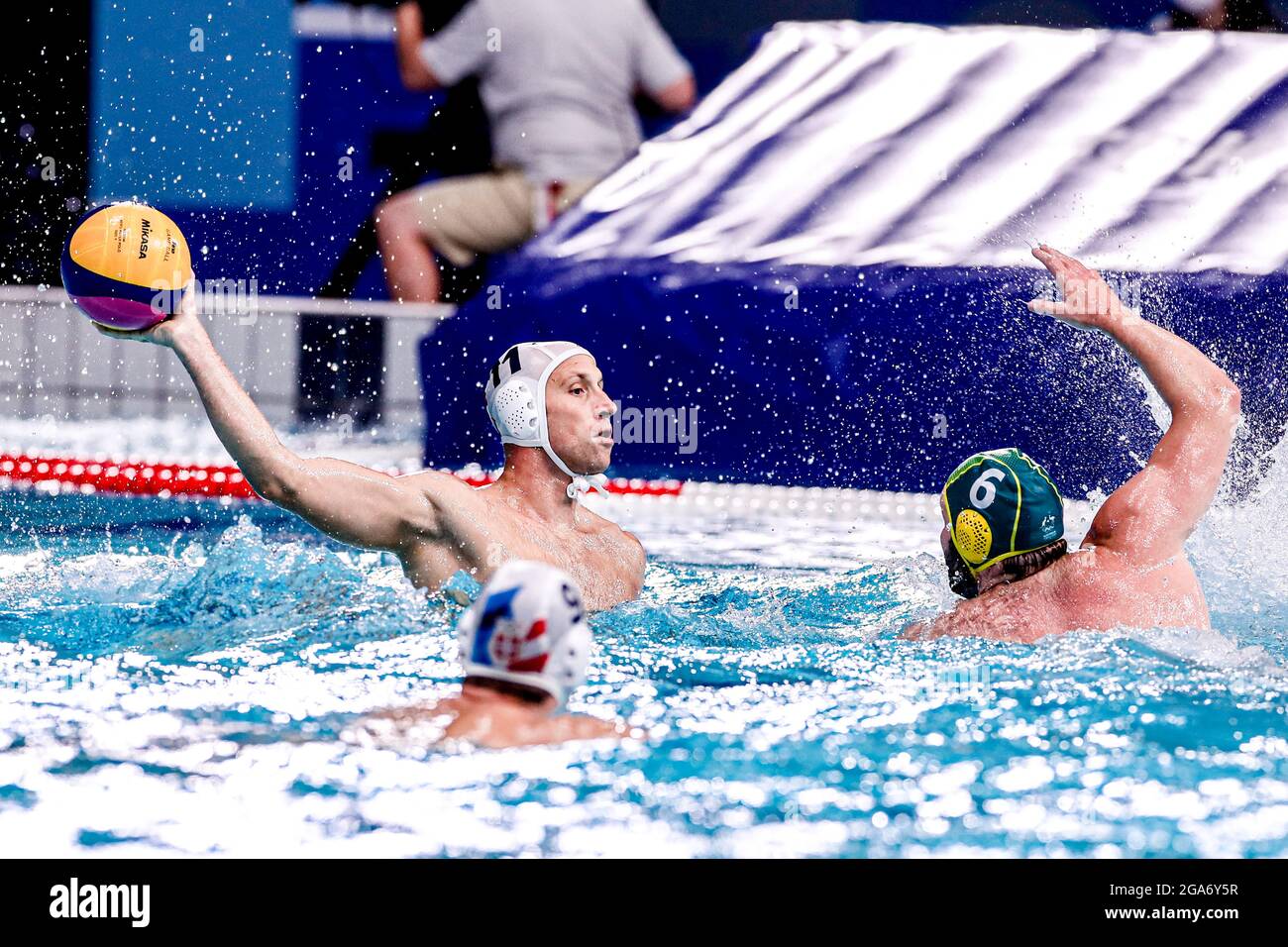 TOKYO, JAPAN - JULY 29: Andrija Prlainovic of Serbia, Lachlan Edwards ...
