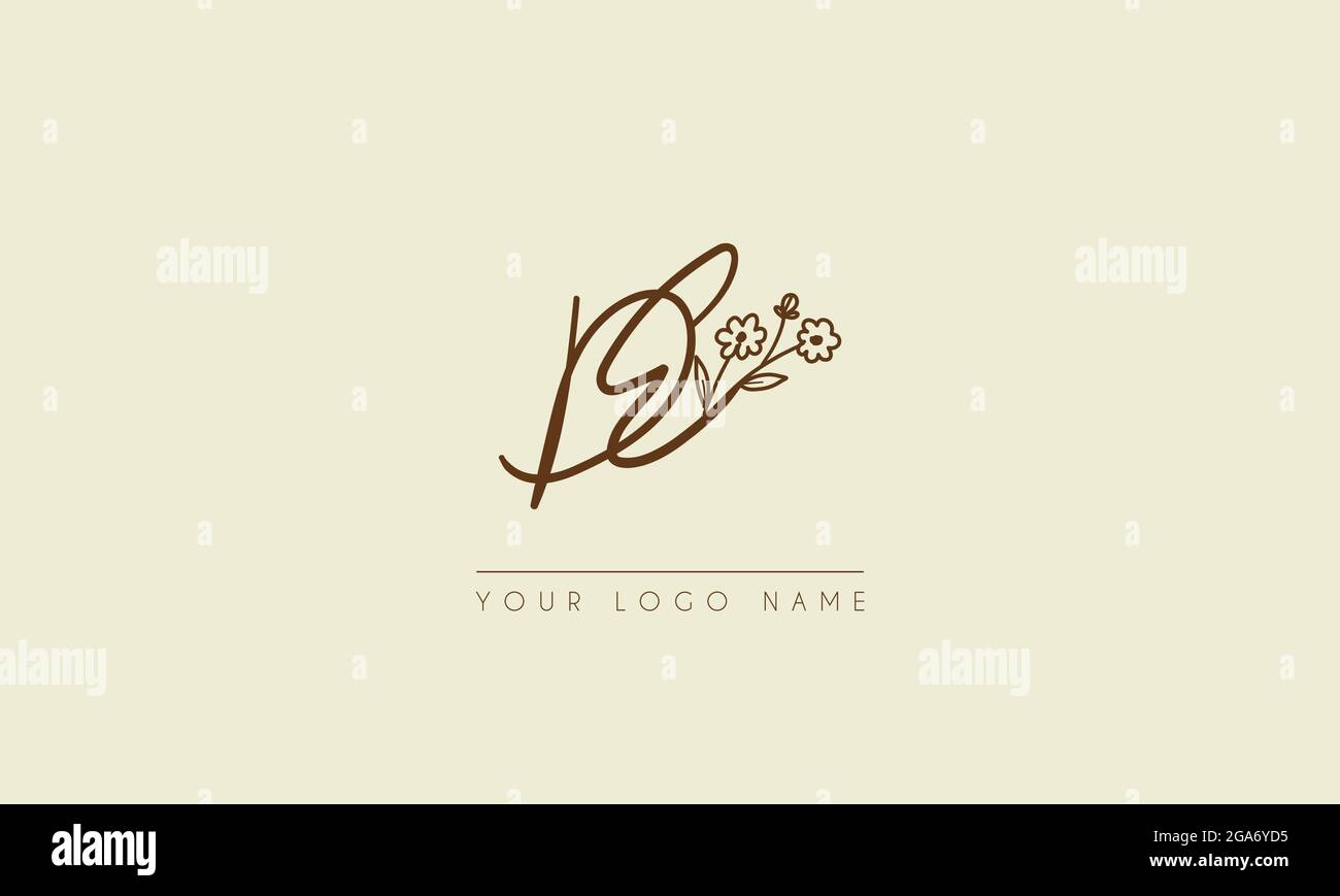 Initial letter DE Or ED Signature handwritten wedding botanical floral ...