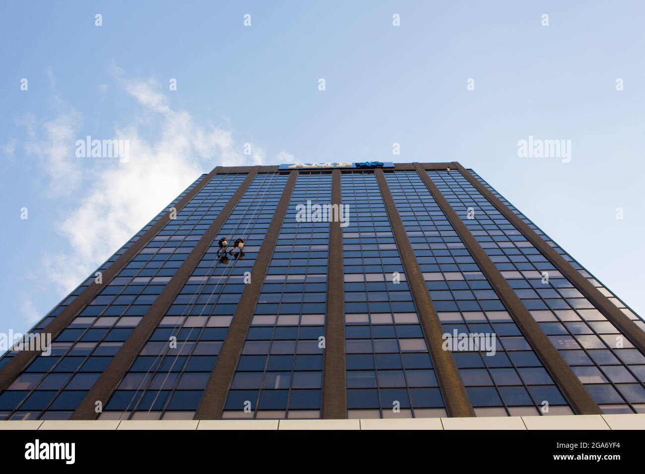 View up the facade of the AMP Tower (Quay Tower), headquarters of New ...