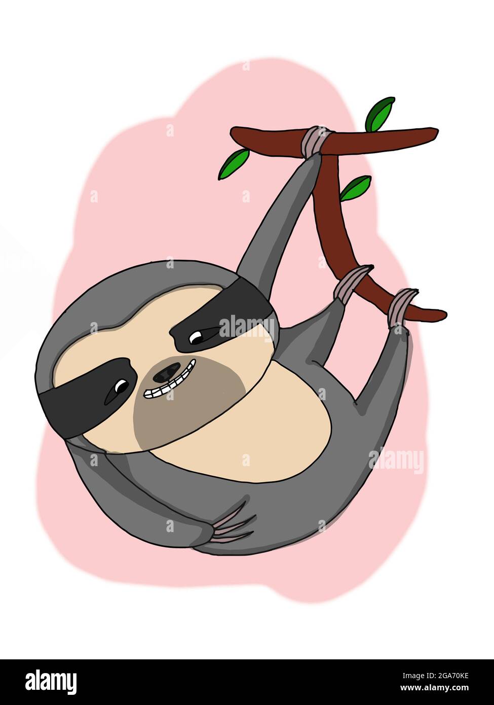 Cute ,sloth, illustration pink background Stock Photo - Alamy