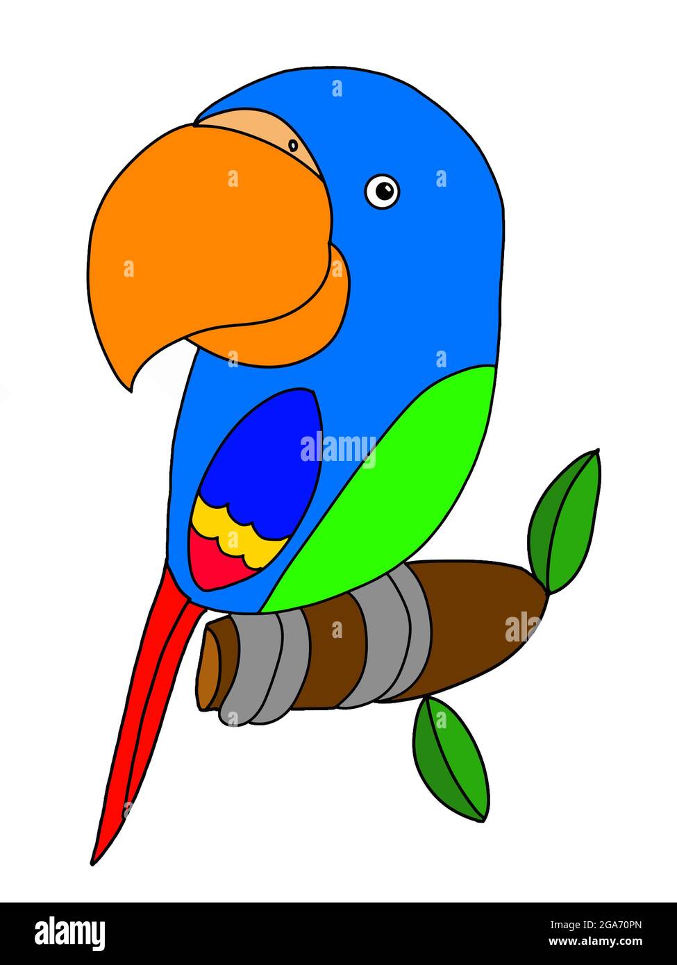 cute, cartoon, parrot, animal illustration ,coloring drawing line Stock ...
