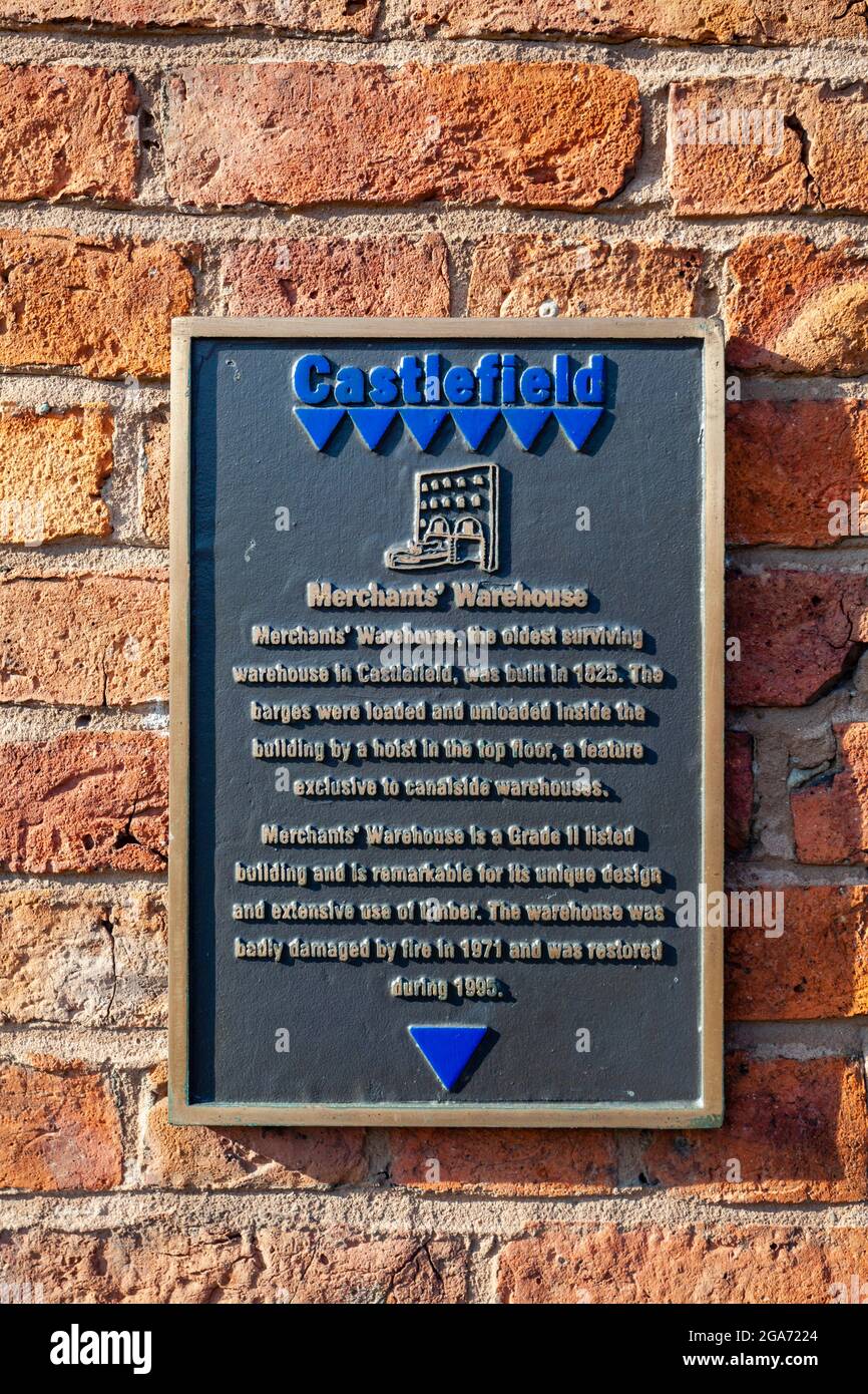 Sign outside the Merchants' Warehouse, the oldest surviving warehouse ...