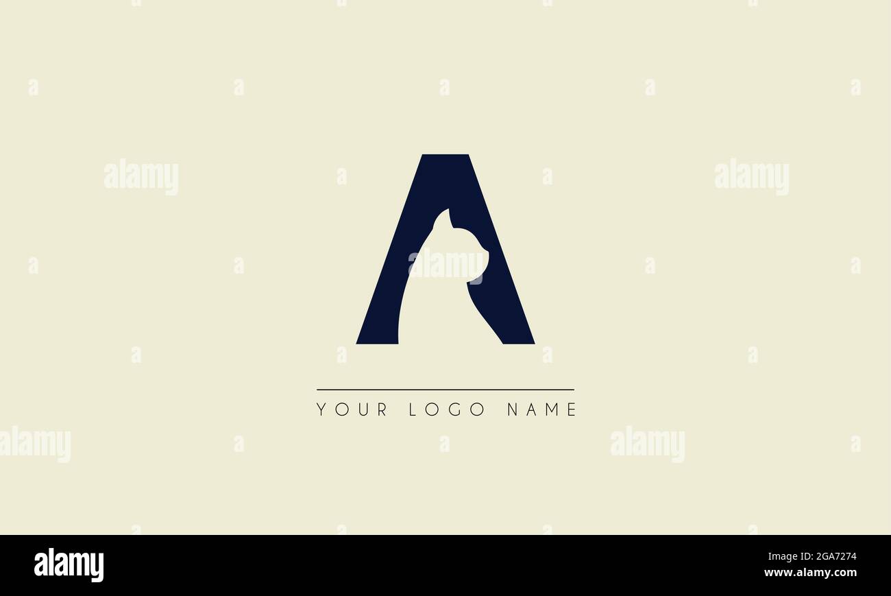 Initial letter A Negative space with Head Cat logo icon design Stock ...
