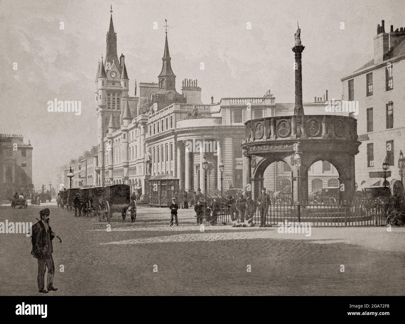 A late 19th century view of Market Cross and Municipal Buildings in ...
