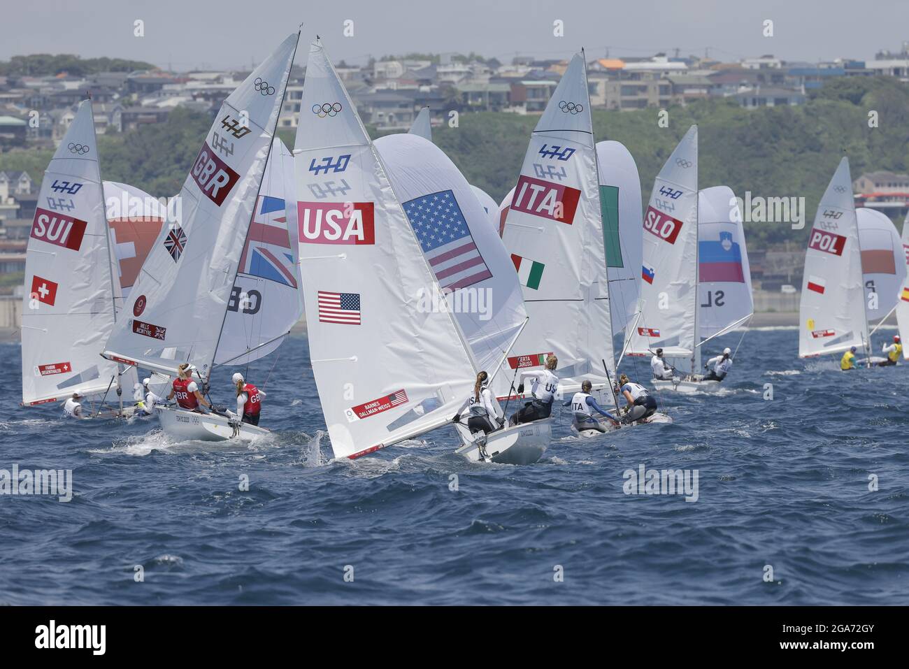 Kanagawa, Japan. 29th July, 2021. General view Sailing : Women's 470 ...