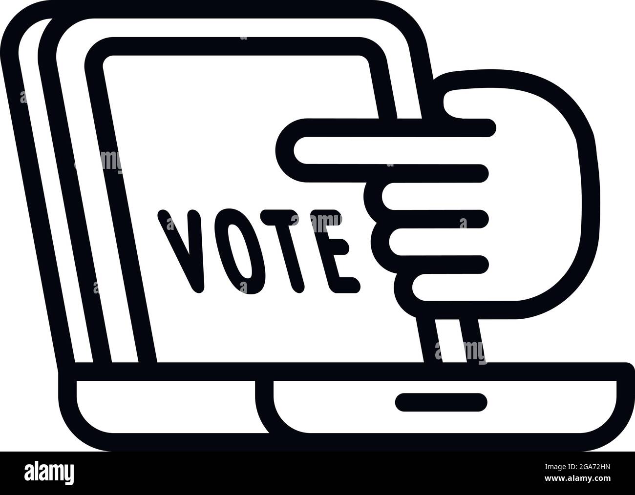 Laptop online vote icon. Outline Laptop online vote vector icon for web ...