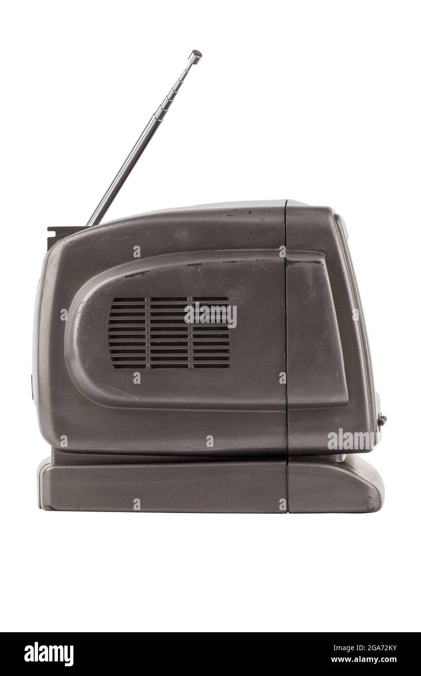old 5.5 inch protable analog crt tv unit isolated on white Stock Photo ...