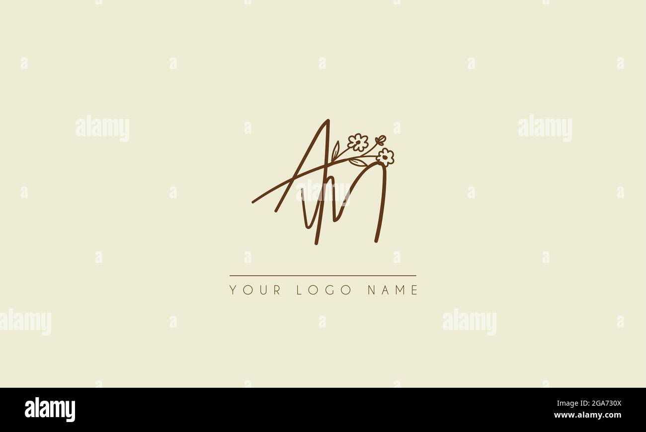 Letter m floral logo hi-res stock photography and images - Alamy