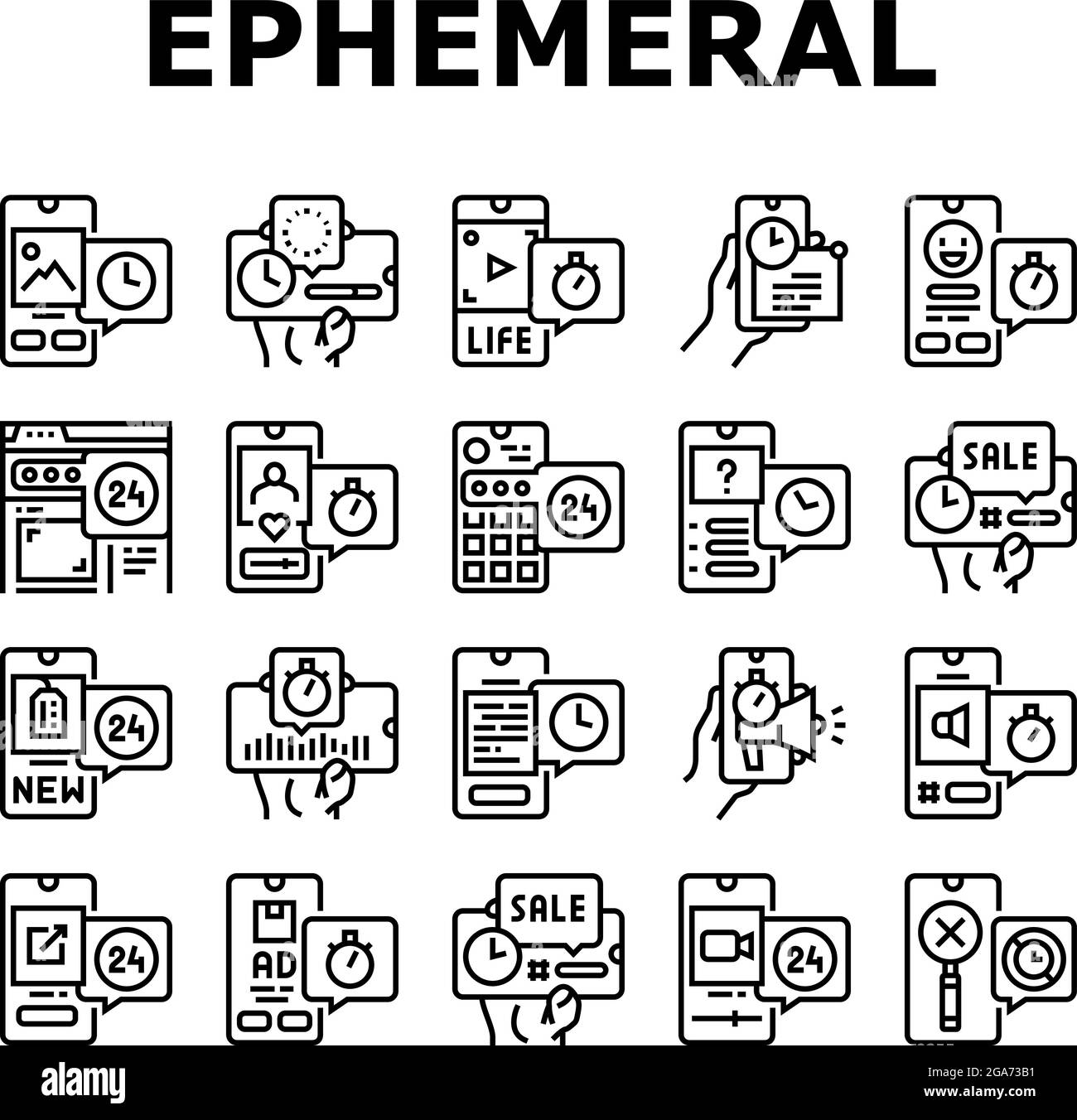 Ephemeral Content Collection Icons Set Vector Stock Vector Image & Art ...