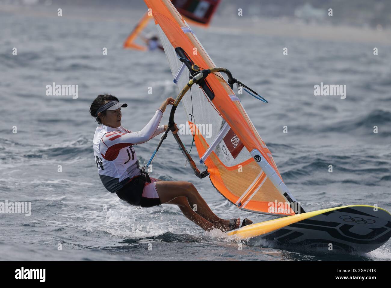 Kanagawa, Japan. 29th July, 2021. Yuki Sunaga (JPN) Sailing : Women's RS:X Windsurfing during ...
