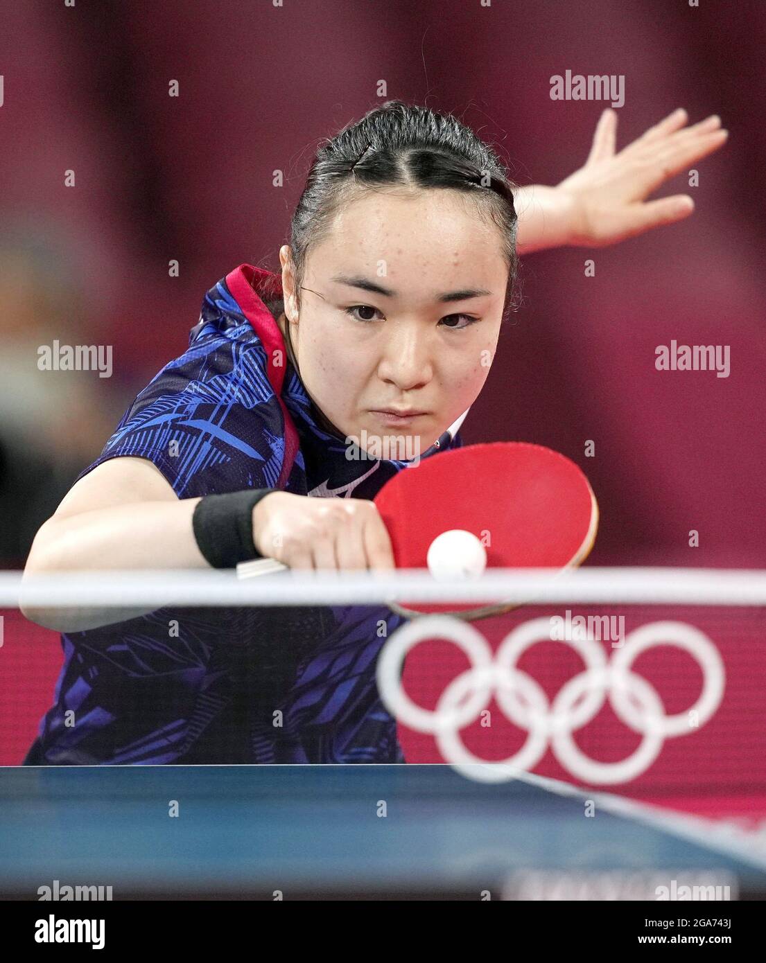 Japan's Mima Ito plays against Singapore's Yu Mengyu in the women's ...