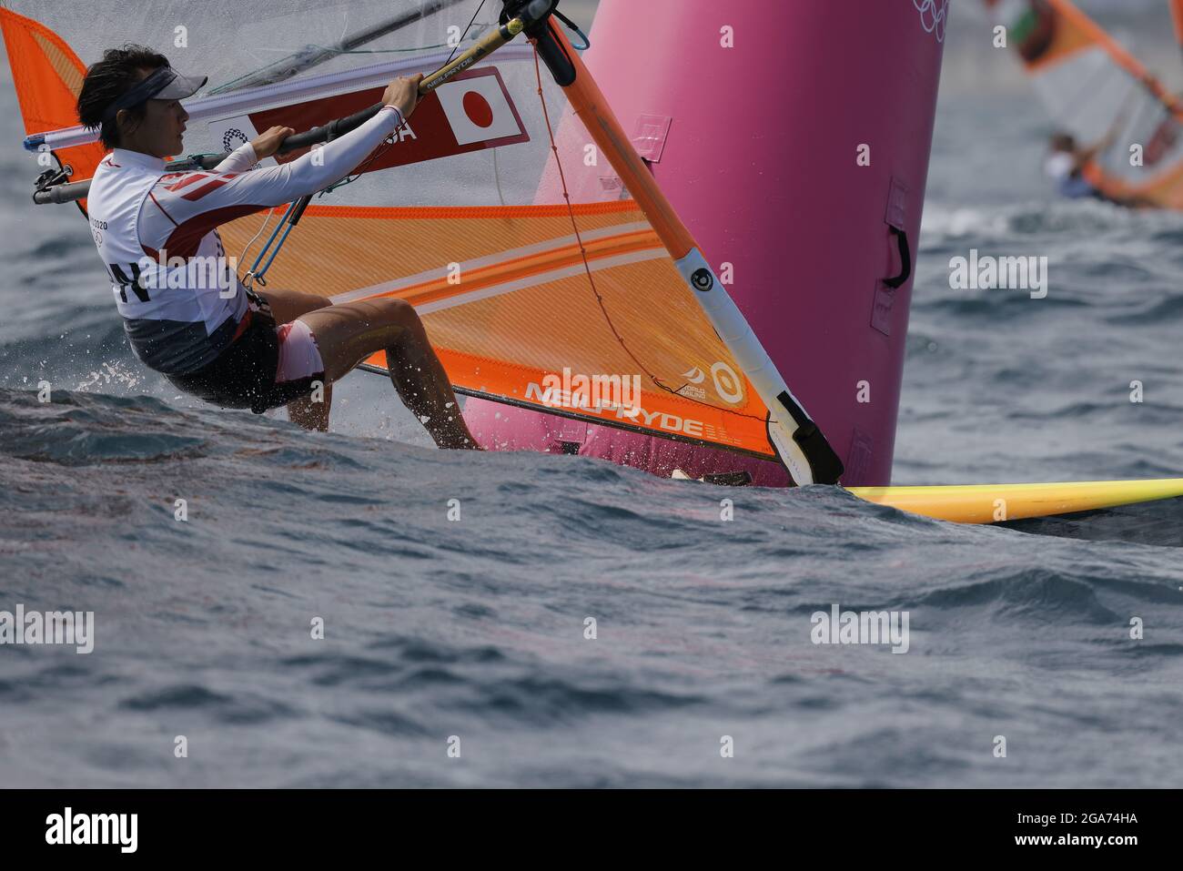Kanagawa, Japan. 29th July, 2021. Yuki Sunaga (JPN) Sailing : Women's RS:X Windsurfing during ...