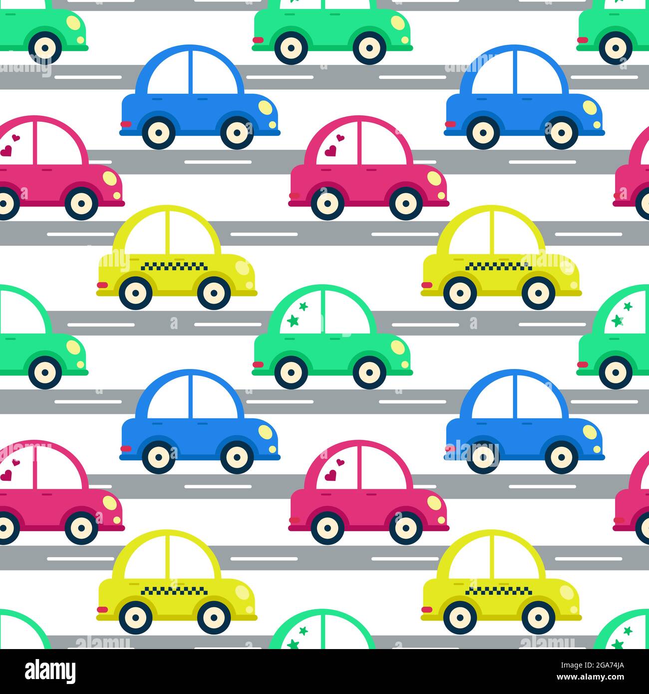 Pattern baby cars driving on the road, vector illustration Stock Vector ...