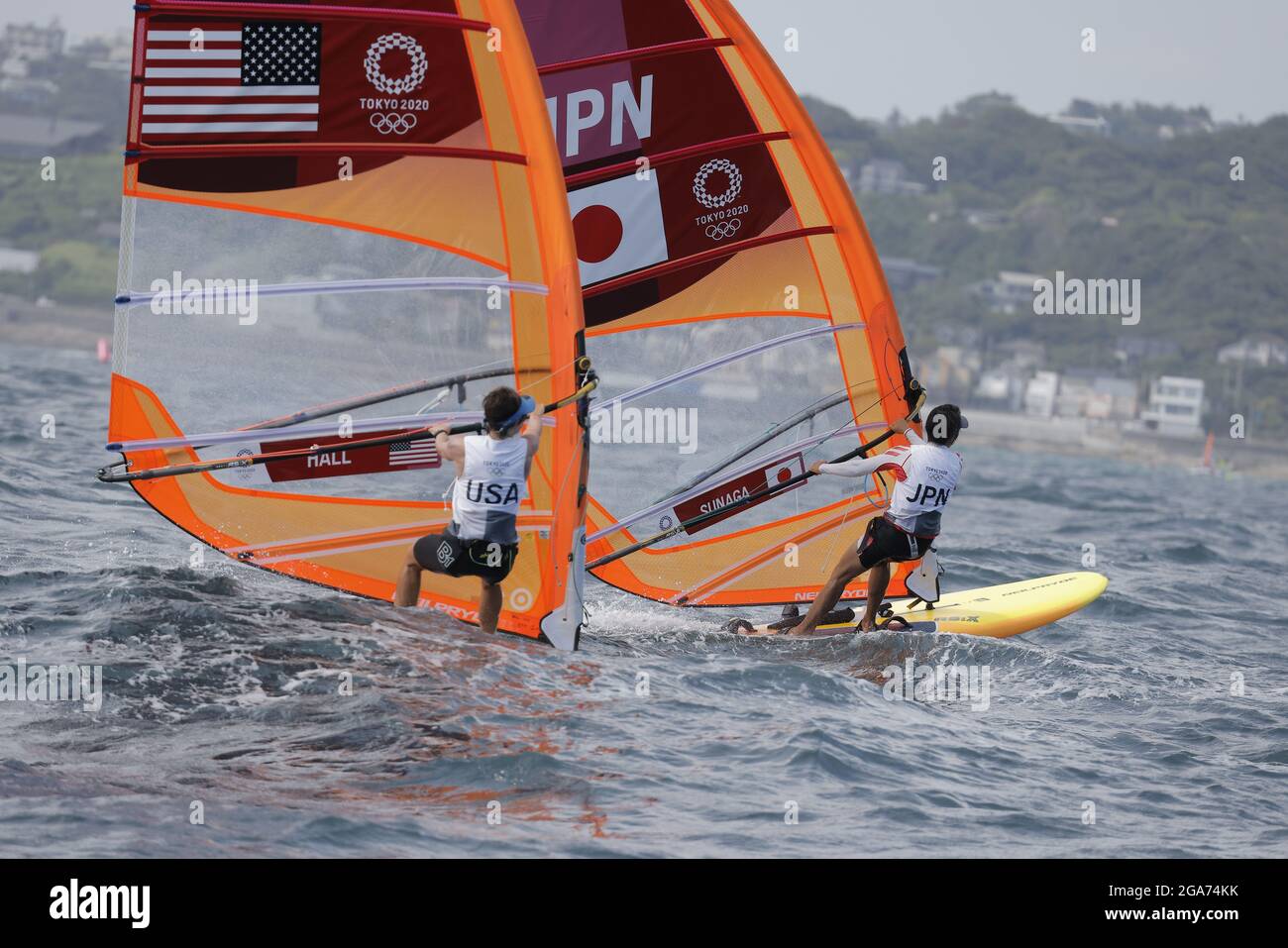 Kanagawa, Japan. 29th July, 2021. Yuki Sunaga (JPN) Sailing : Women's RS:X Windsurfing during ...