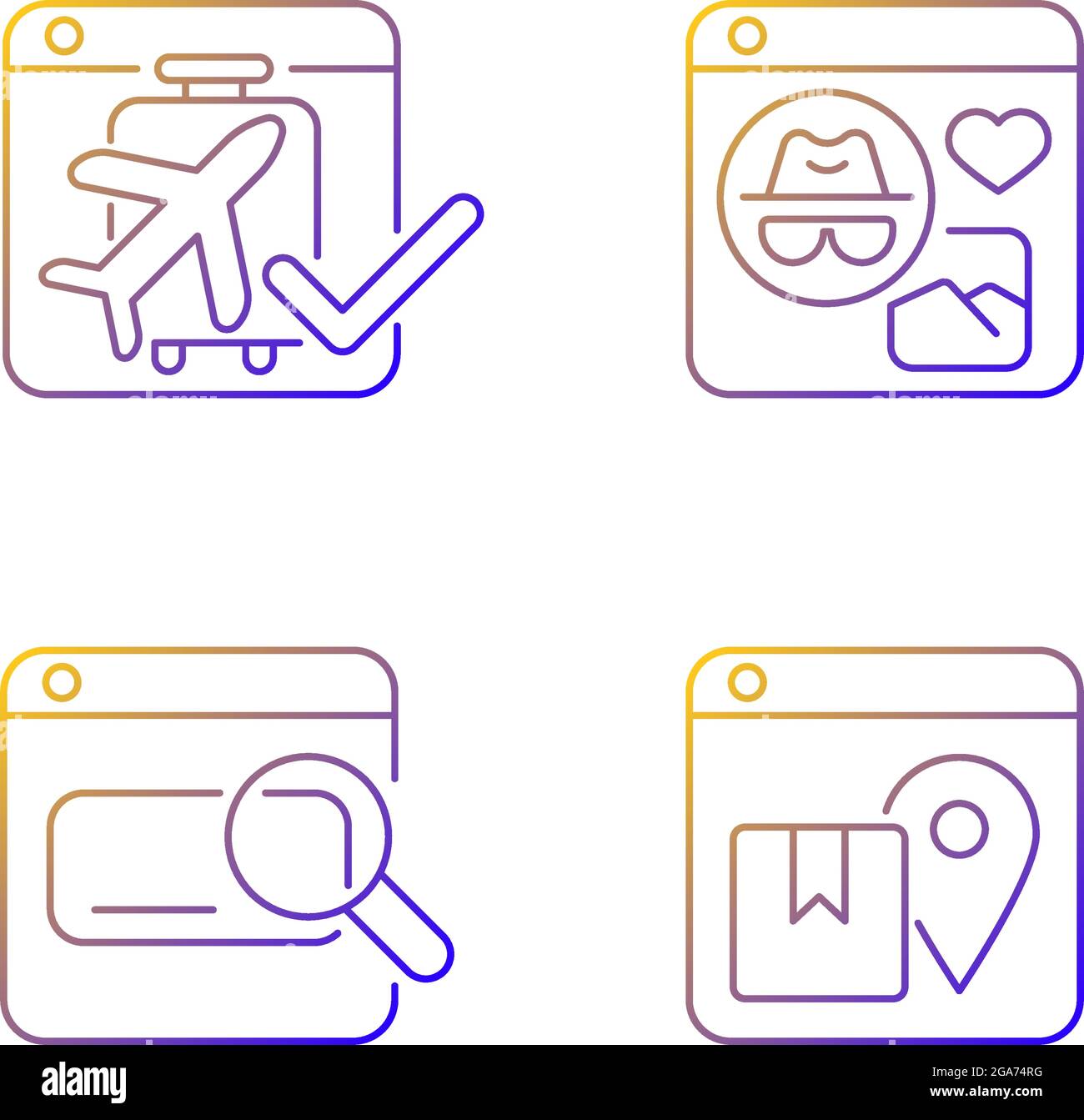 Engaging audience with content gradient linear vector icons set Stock ...
